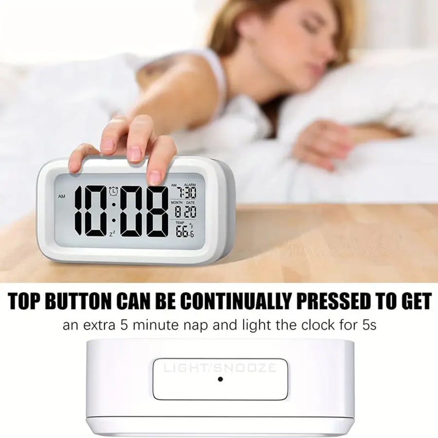 1pc LED Digital Alarm Clock 12/24 Mode Electronic Digital Alarm Clock ...