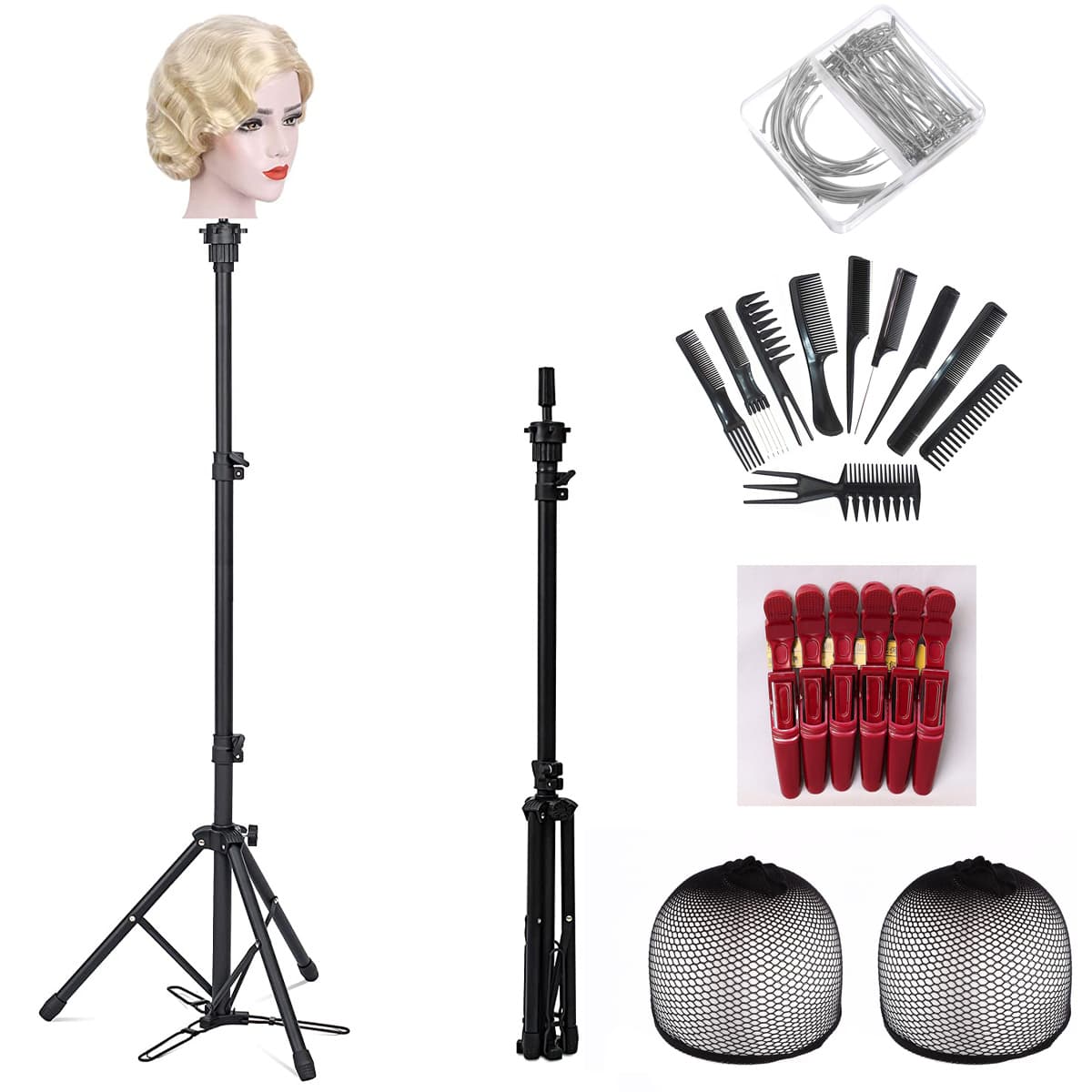 Wig Stand Tripod Adjustable Mannequin Head Stand With Foot Panel ...