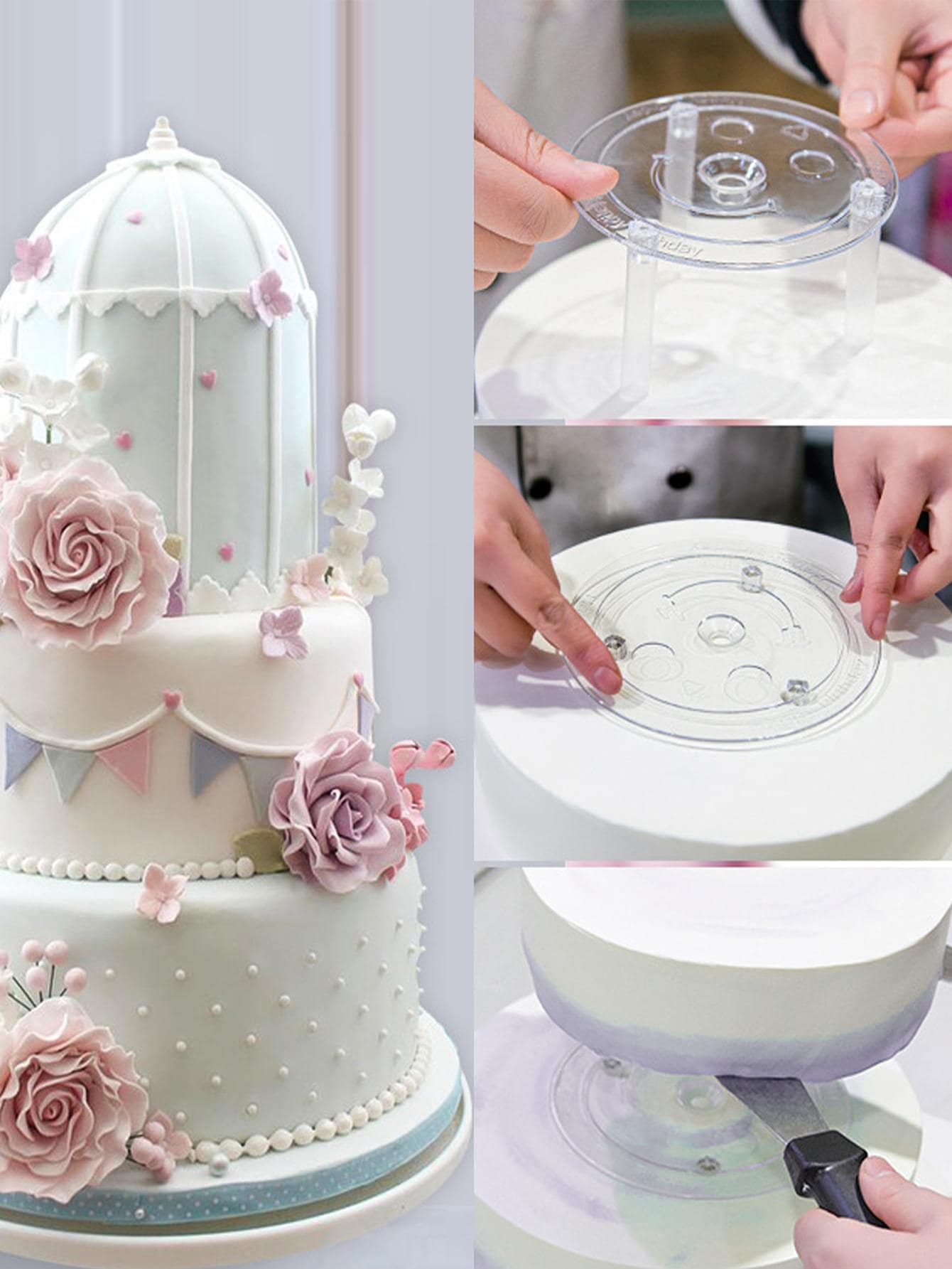 4pcs/Set Double Layer Cake Stackable Pillars Stand For 4-Inch Cakes ...