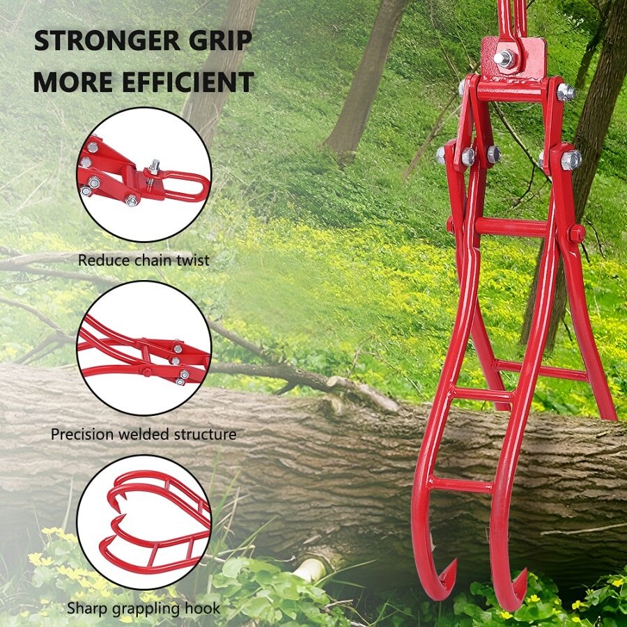 28" Log Lifting Tongs with 1 Pair Gloves Heavy Duty 4 Claws Felled ...