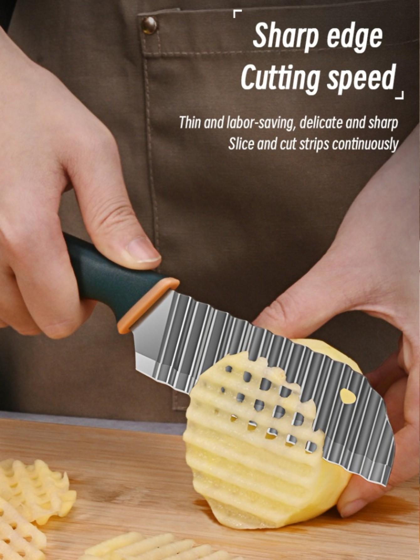 Stainless Steel Crinkle Cutter Vegetable Deeper Crinkle Slicer Sharp ...