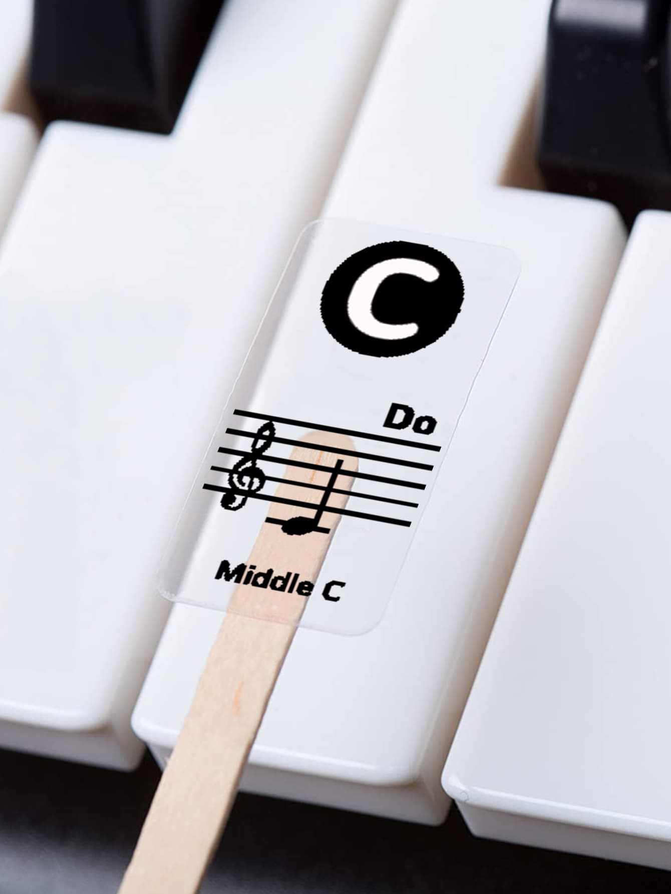 1set Black & White Music Note Labeled Keyboard Sticker For 88/76/61/54 ...