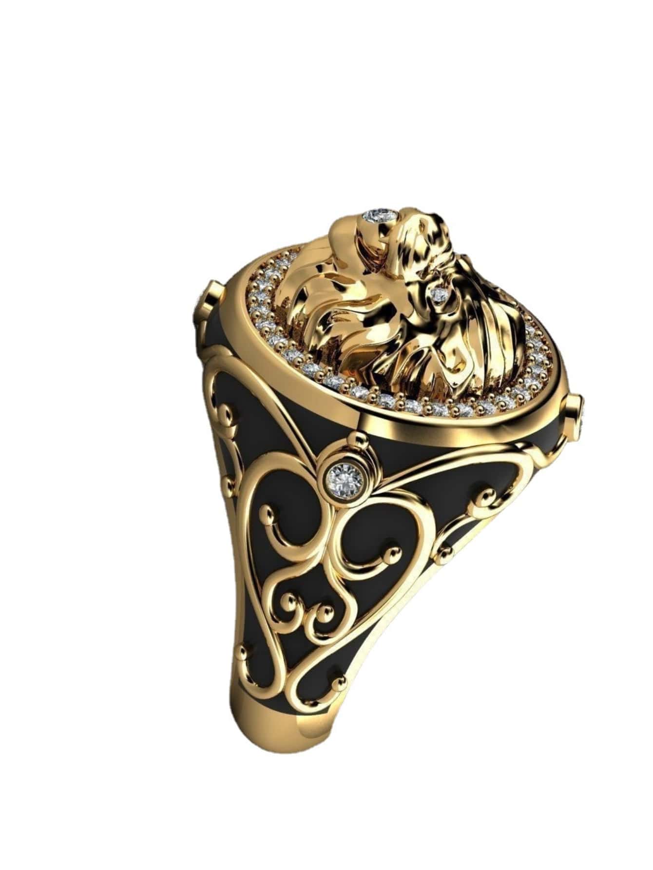 Zirconia Embedded Lion Ring, Punk Engagement Ring For Both Men And ...