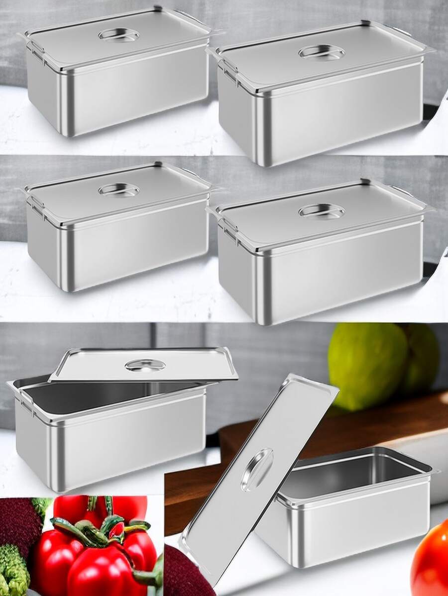 6 Pack Full Size Hotel Pan, Commercial Stainless Steel 6 Inch Deep Anti ...