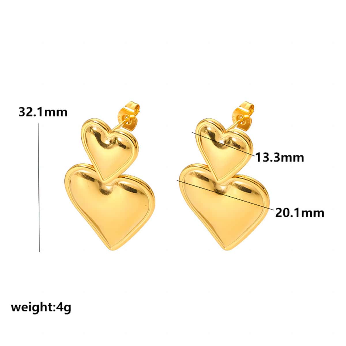 VKHK Stainless Steel Double Heart Shaped Drop Earrings For Women ...