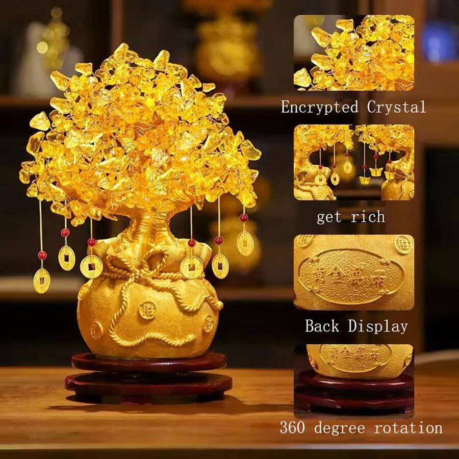 Yellow Crystal Money Tree Office/home Table Decoration With Feng Shui ...