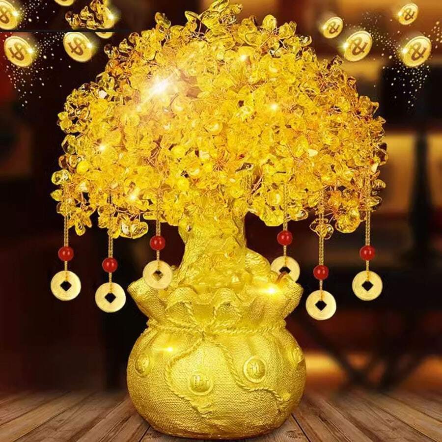 Yellow Crystal Money Tree Office/home Table Decoration With Feng Shui ...