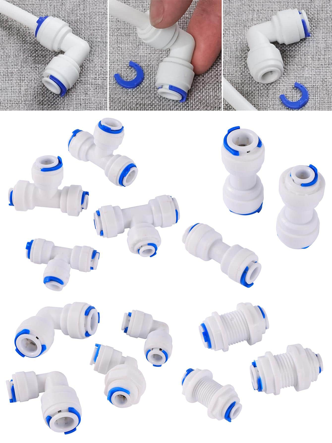 10pcs 1/4"-3/8" Elbow Fittings Reverse Osmosis Quick Connect Elbow ...