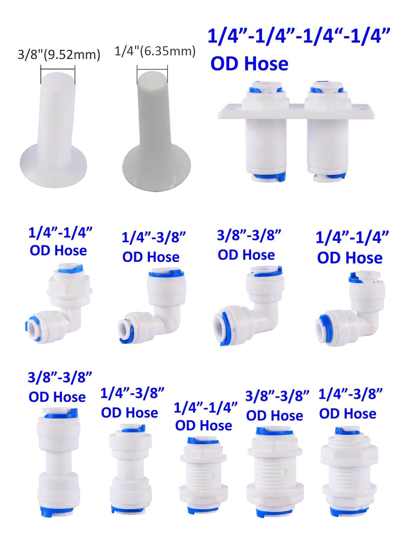 10pcs 1/4"-1/4" Bulkhead Straight Fitting Reverse Osmosis Quick Connect ...