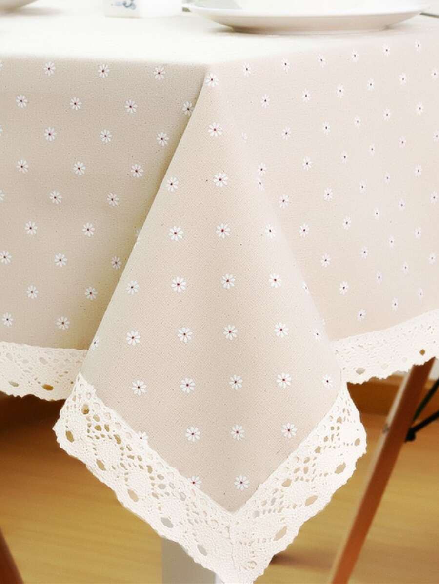 Lace Decorated Tablecloth With White Daisy Patterns | SHEIN USA