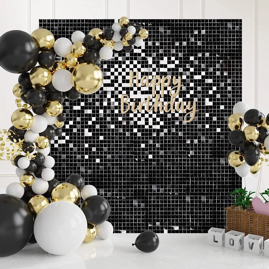 12/24 Panels Square Sequin Backdrop,Shimmer Wall Backdrop Panels For ...