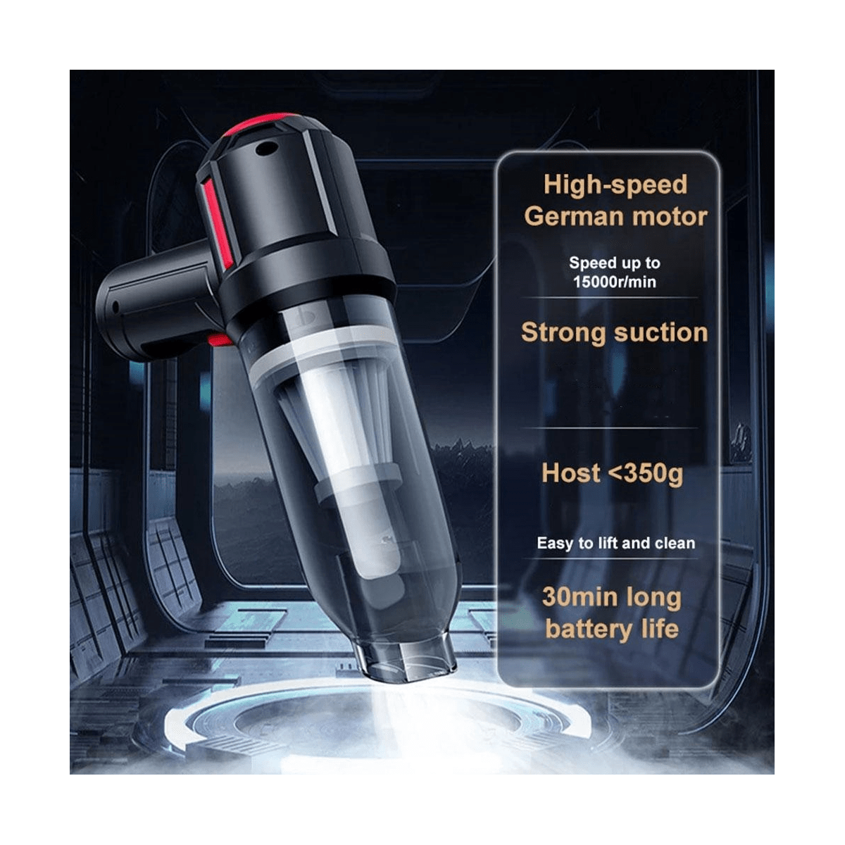 Car Vacuum Cyclone Suction Cordless Handheld Auto Vacuum Cordless ...