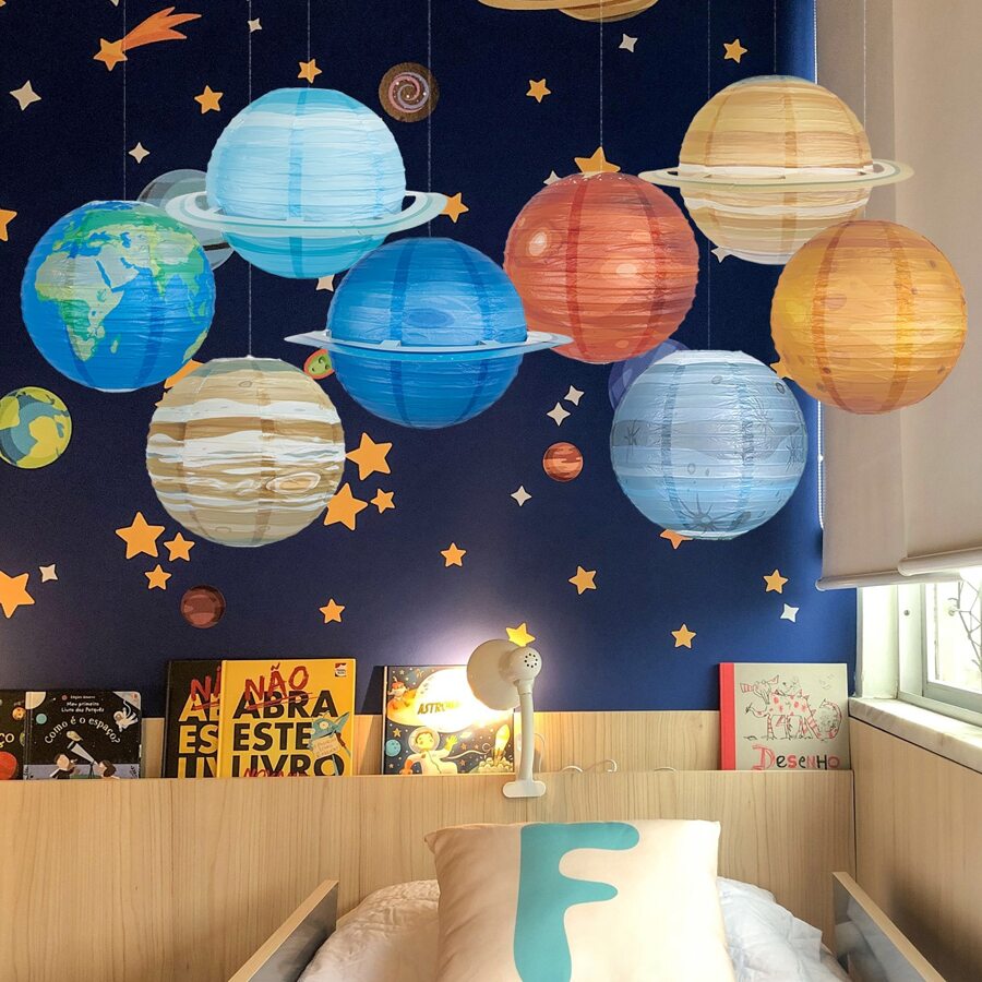8pcs Solar System Themed Paper Lanterns With Planet Designs, Great For ...
