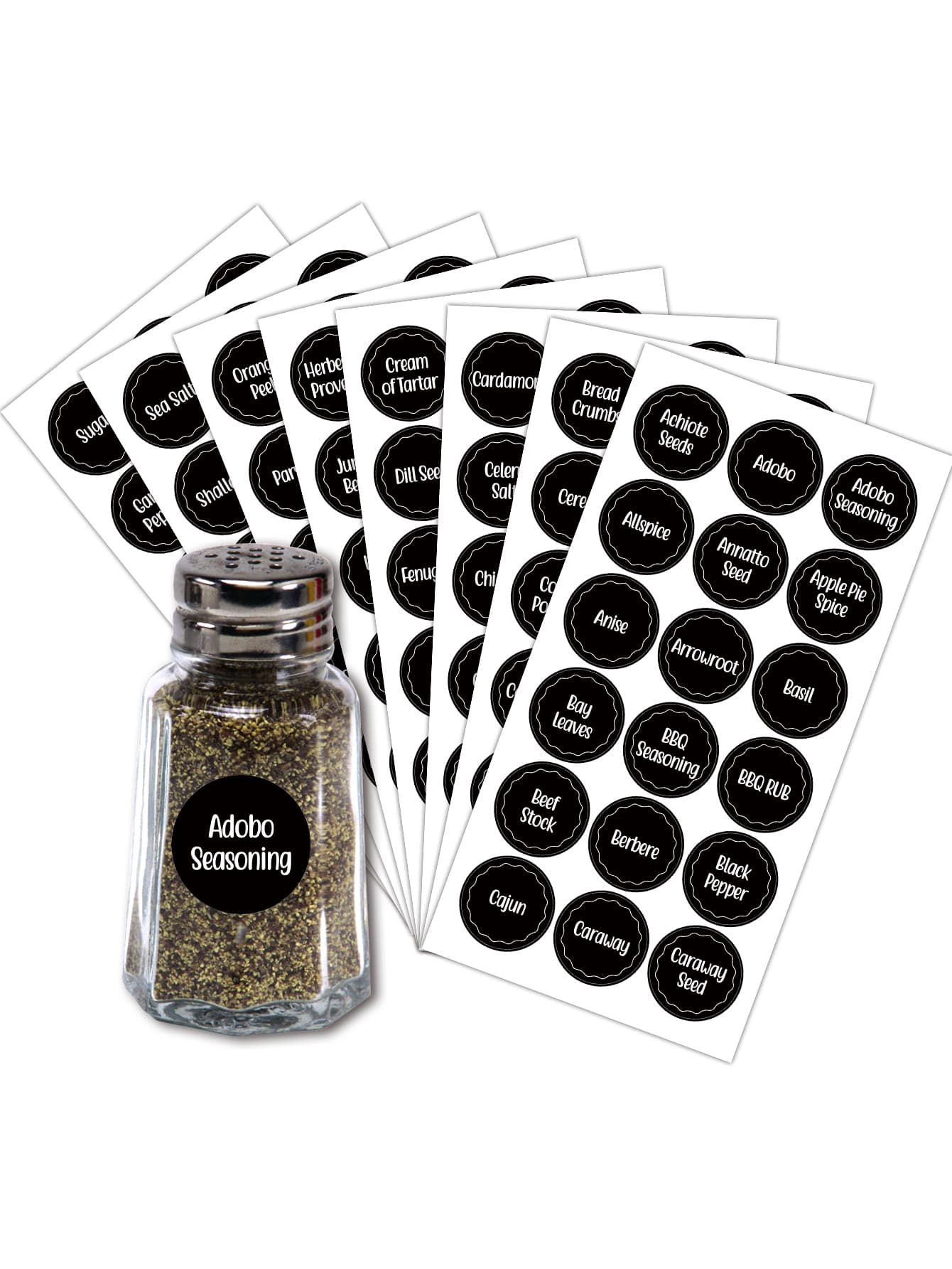 Set Of 144 Round Spice Jar Labels Preprinted 1.5 Inch, Water Resistant ...