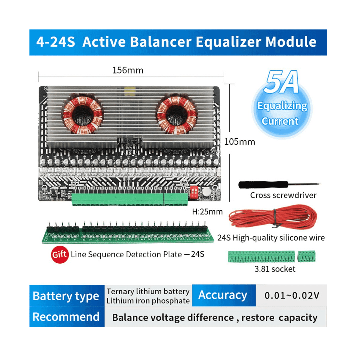 Active Equalizer Balancer 4S-24S BMS Lifepo4/Li-Ion 5A Capacitor(5A) | SHEIN USA