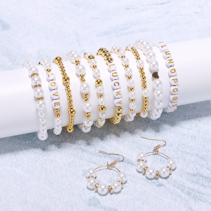 Gold Color Beads For Bracelet Making Kit DIY Faux Pearl Beads For ...