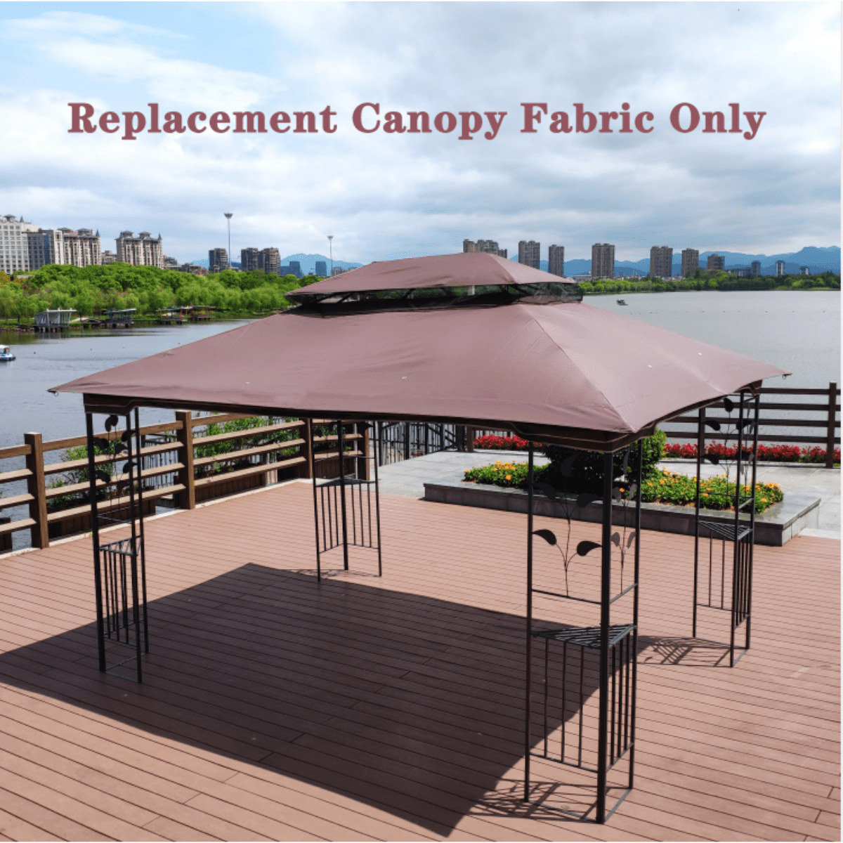 13 x 10 FT Waterproof Double Roof Gazebo Covers Gazebo Replacement ...