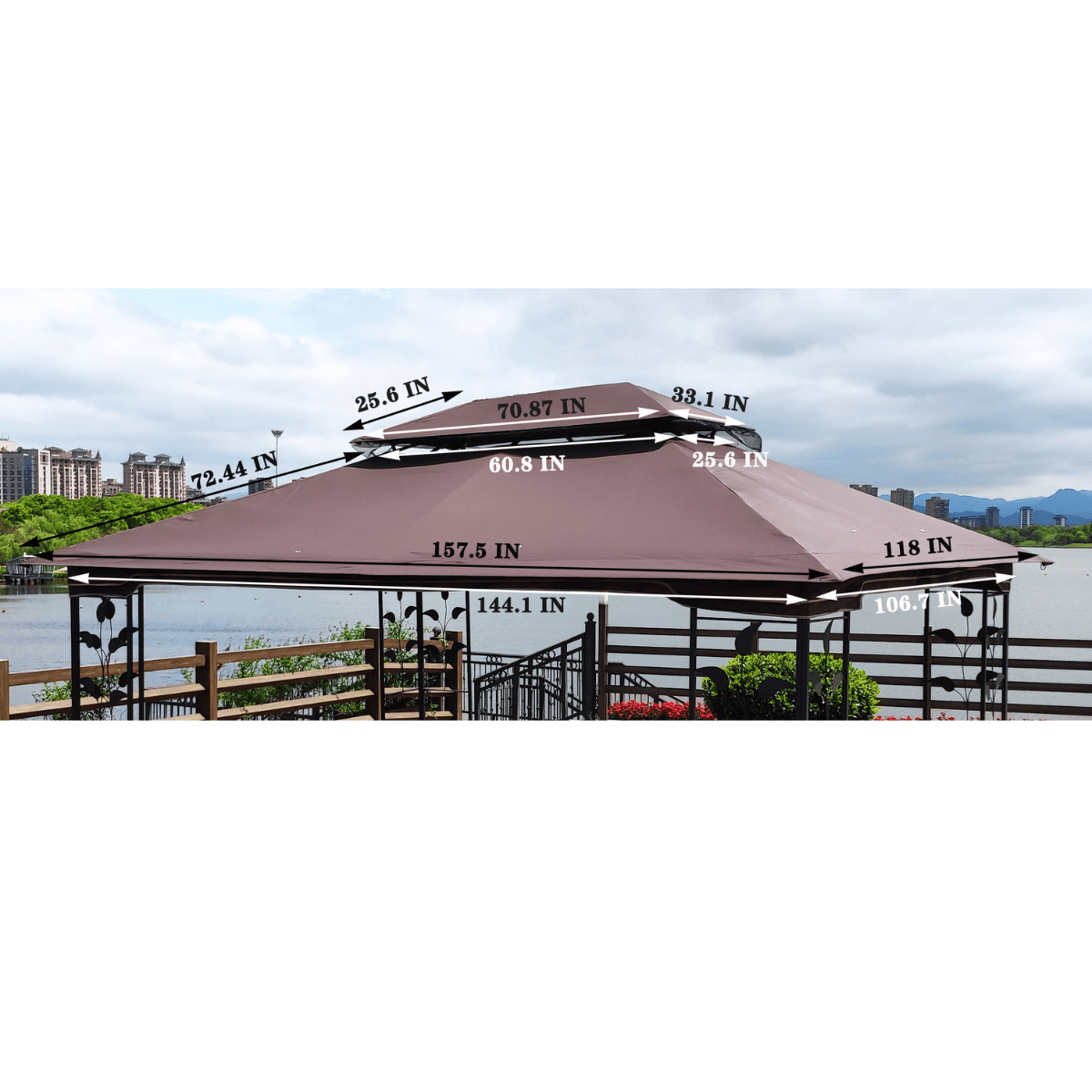 13 x 10 FT Waterproof Double Roof Gazebo Covers Gazebo Replacement ...