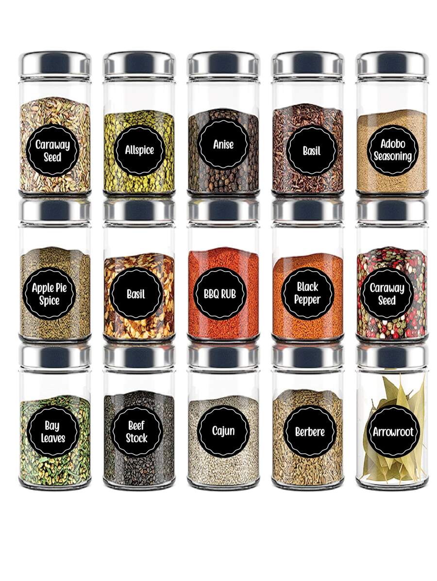 8 sheets of 144 Printed Round Spice Stickers Seasoning Bottle Jar ...