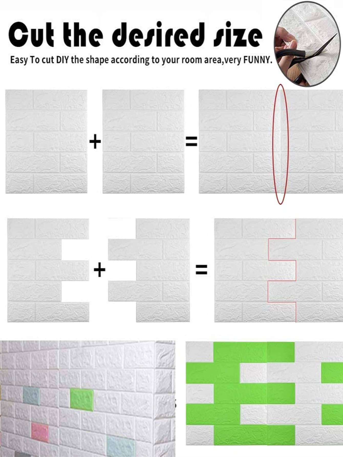 1pc PE Wall Tile Sticker, Simple Brick Pattern Waterproof Peel And ...