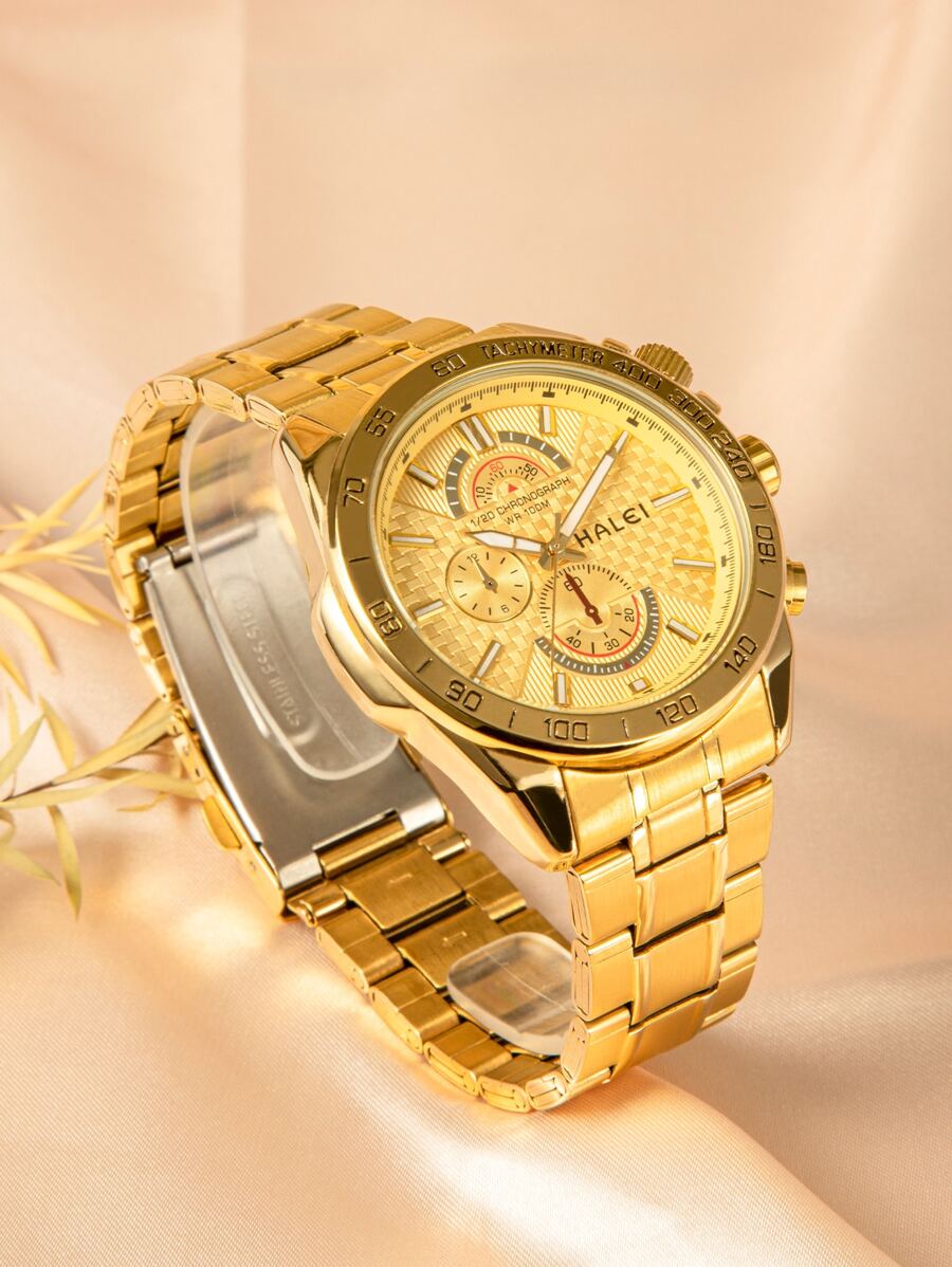 Halei 高級 スポーツ ウォータープルーフ ゴールド クォーツ腕時計 1本 | SHEIN JAPAN