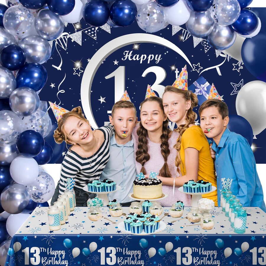 Blue 13th Birthday Decorations for Boys and Girls, Happy 13th Birthday ...