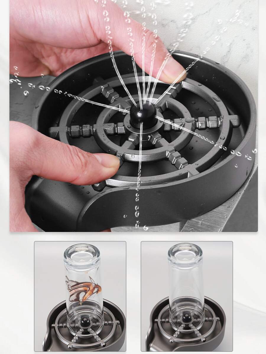 Black ABS Glass Rinser for Kitchen Sink Automatic Cup Washer high ...