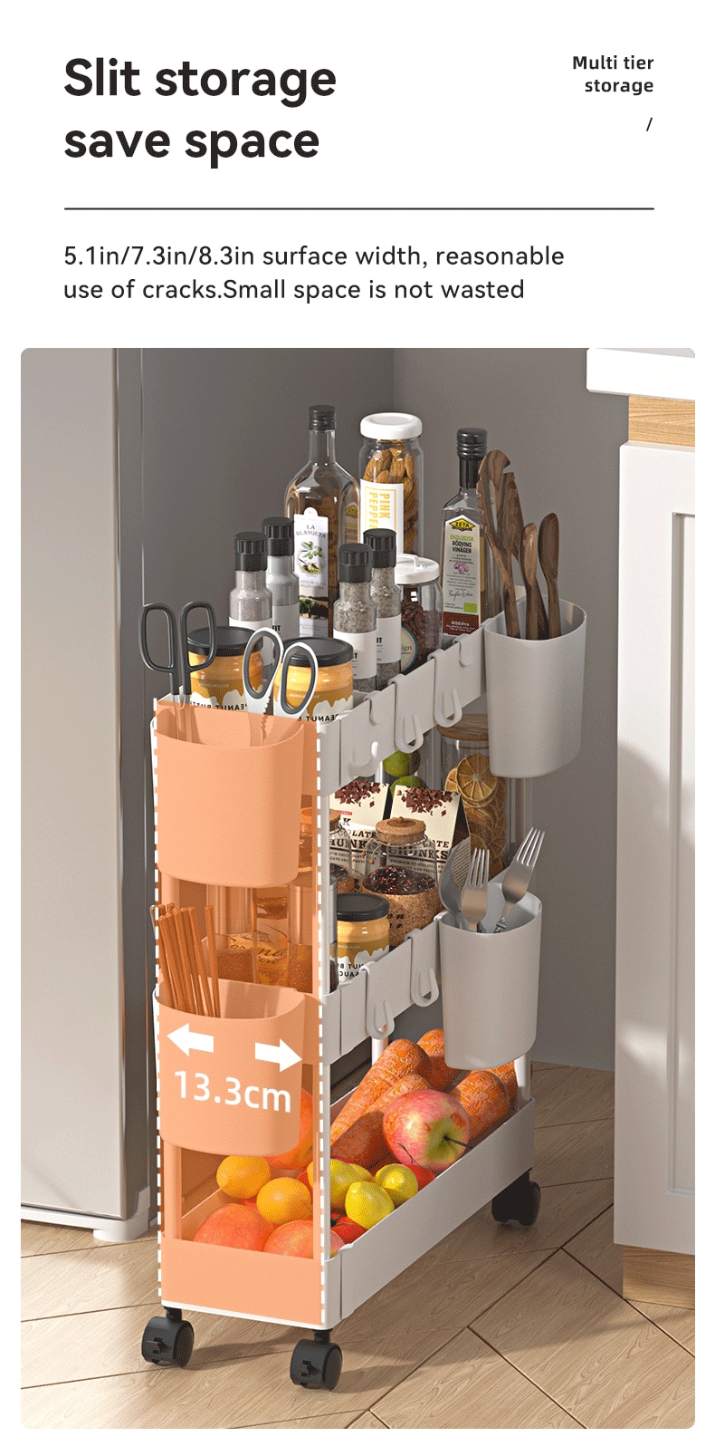 1pc Plastic Kitchen Storage Rack, Multi-layer Multifunction Removable ...