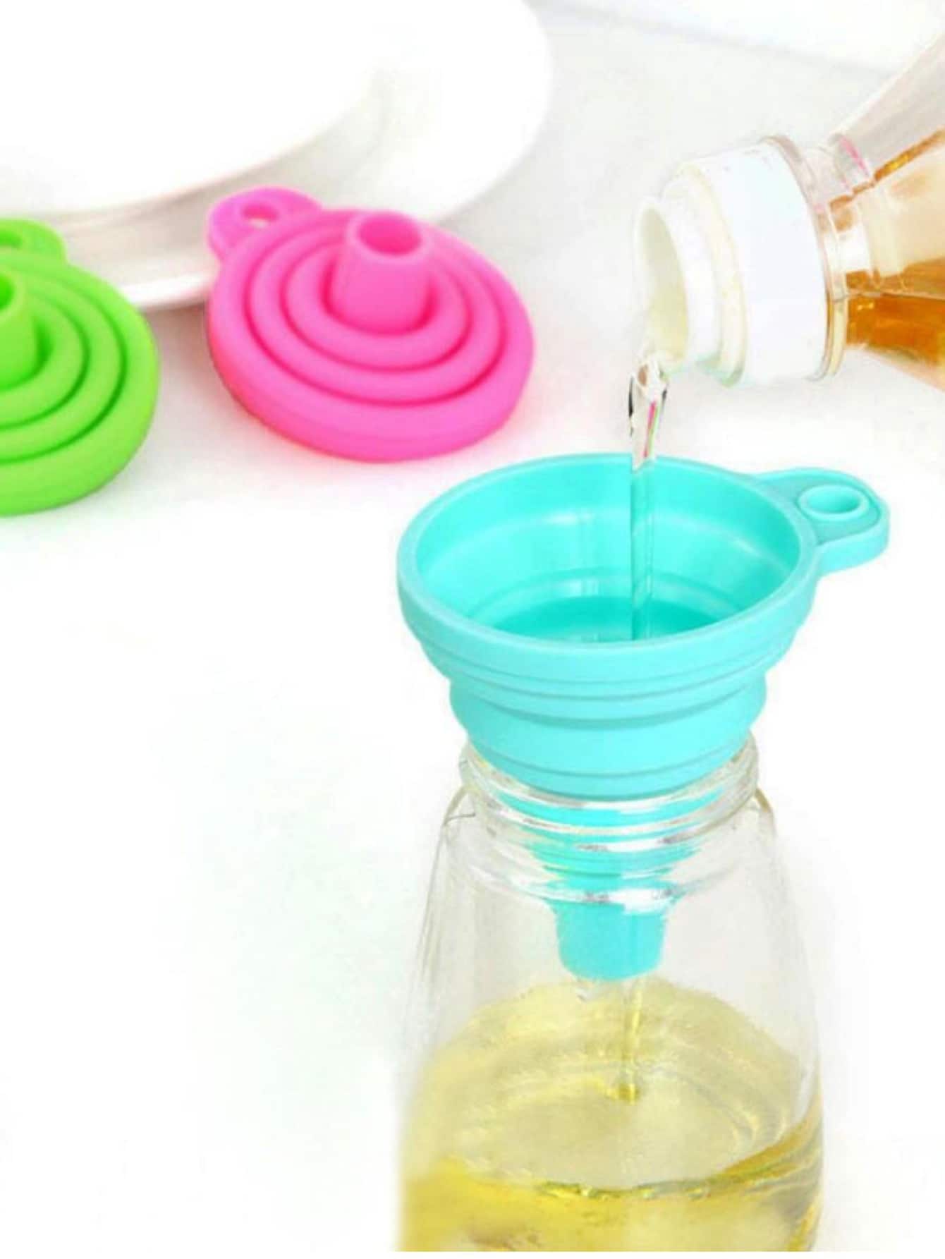 2pcs Silicone Collapsible Funnel Set Portable Kitchen Utensils For Cooking Oil Wine Liquid