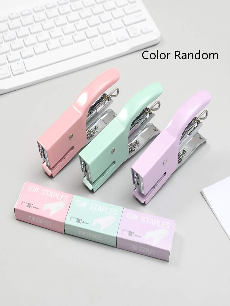 Pastel Color Metallic Handheld Mini Stapler With A Box Of Staples For ...