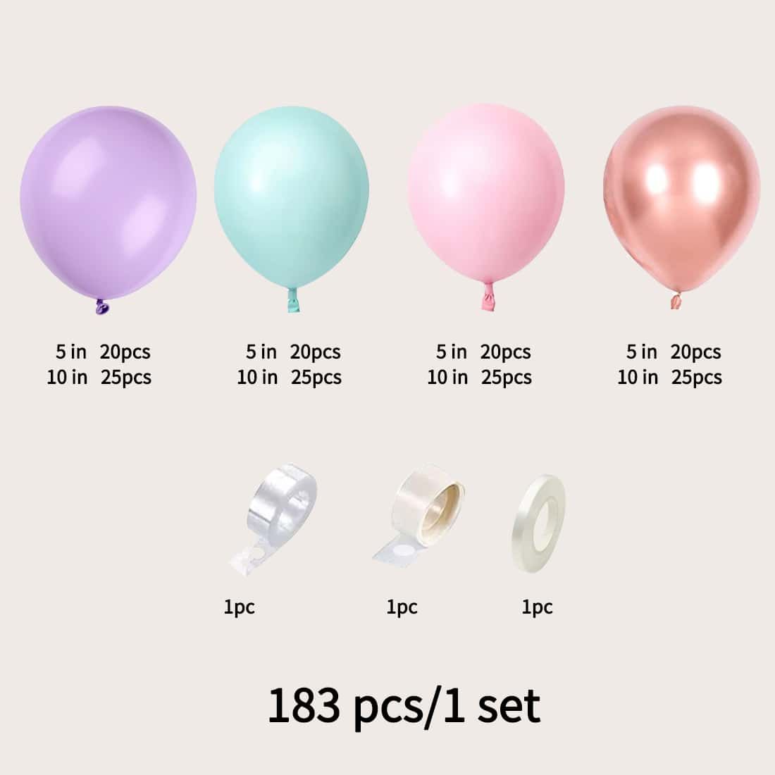 183pcs Pink Party Balloon Decorations Set For Wedding, Baby Shower ...