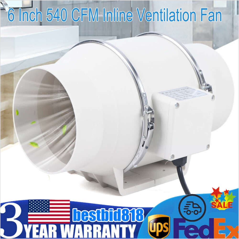 6 Inch 540 CFM Air Circulation Vent Exhaust Blower Fan Inline ...