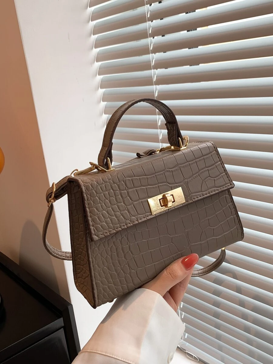 Mini Crocodile Pattern Fashionable Flap Top Handle Bag With Adjustable ...