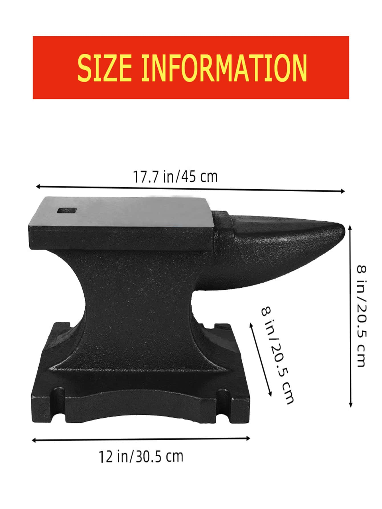 Cast Iron Anvil, 100 Lbs(45kg) Single Horn Anvil with 9.9 x 5.3 inch Countertop and Stable Base ...