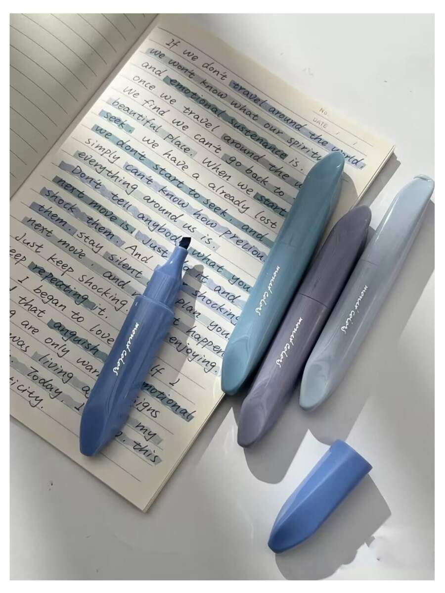 4 Sets/Box Highlighter Pen With Eye Protection Super Soft Tip, Marker ...