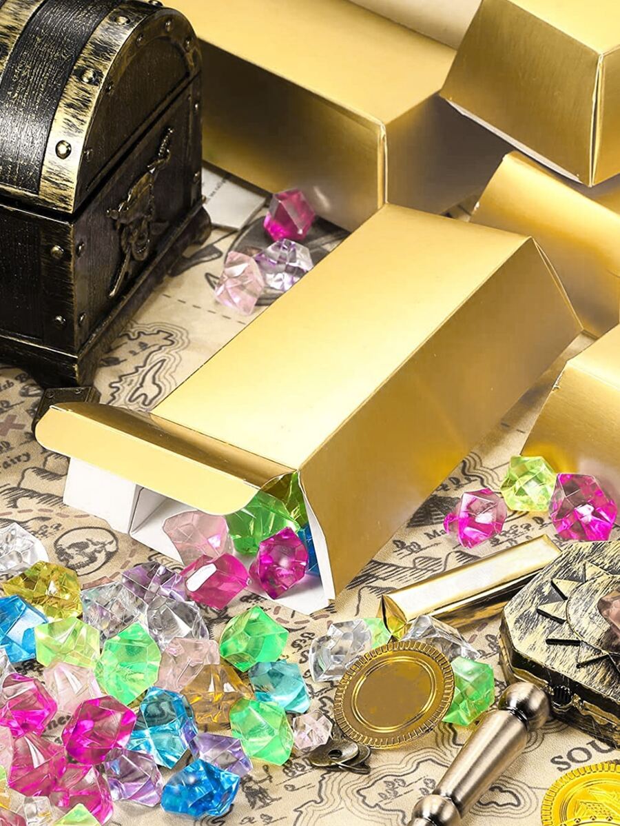6 Pieces Gold Bars Fake Bar Gift Box Golden Party Favor Chocolate Gold ...