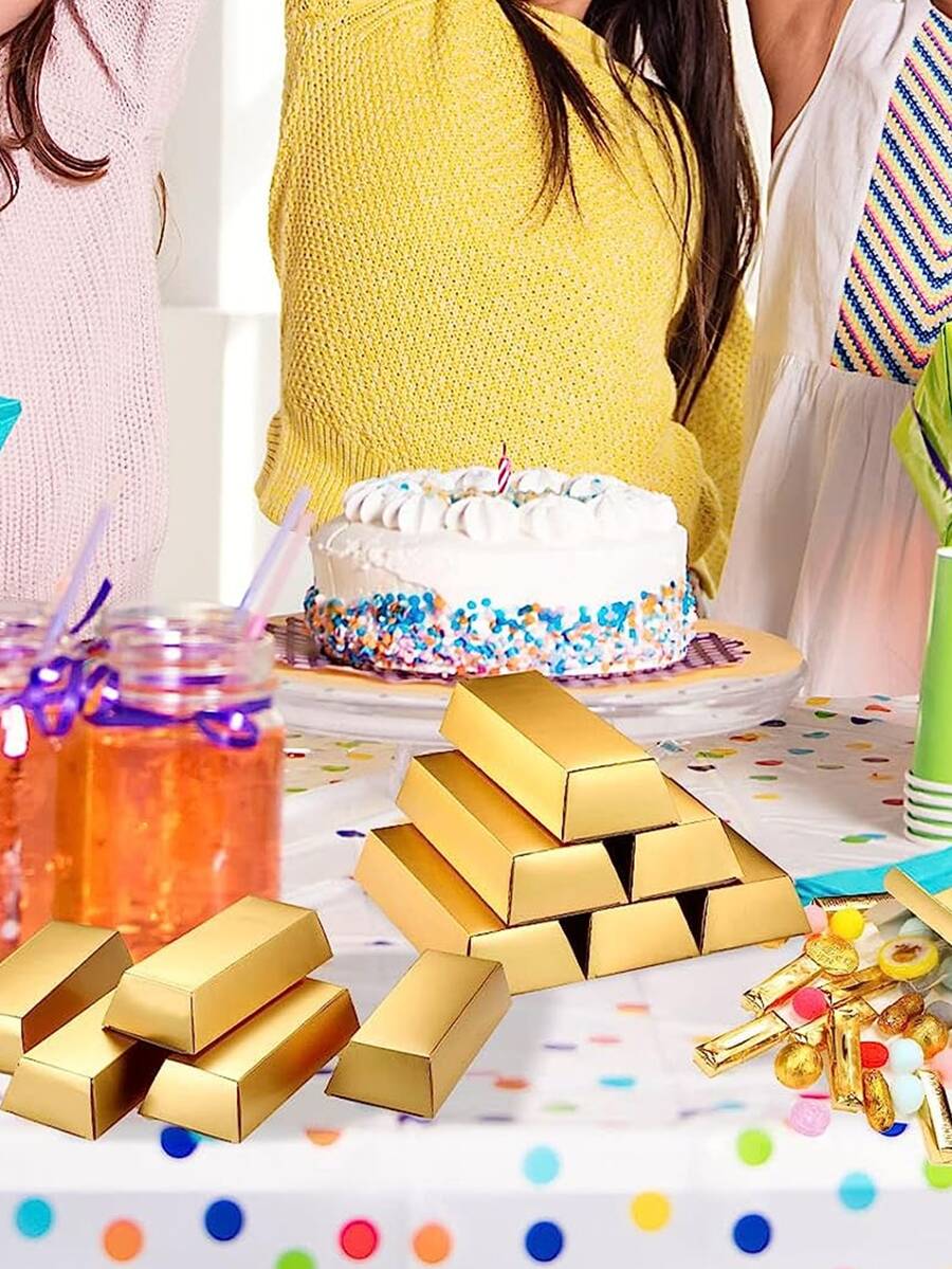 6 Pieces Gold Bars Fake Bar Gift Box Golden Party Favor Chocolate Gold ...