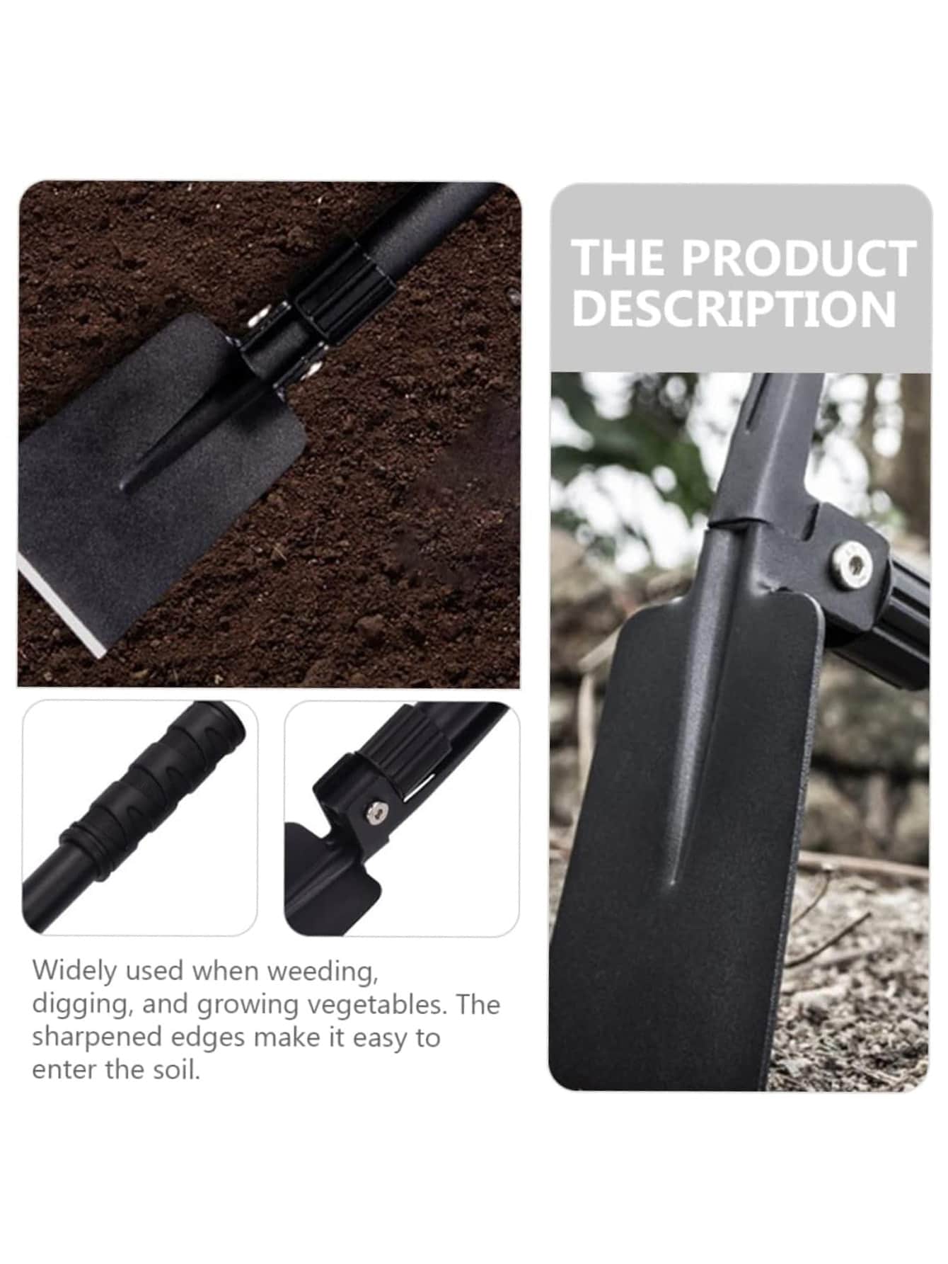 1pc 17.13 Inch Stainless Steel Folding Pickaxe With Black PVC Handle ...