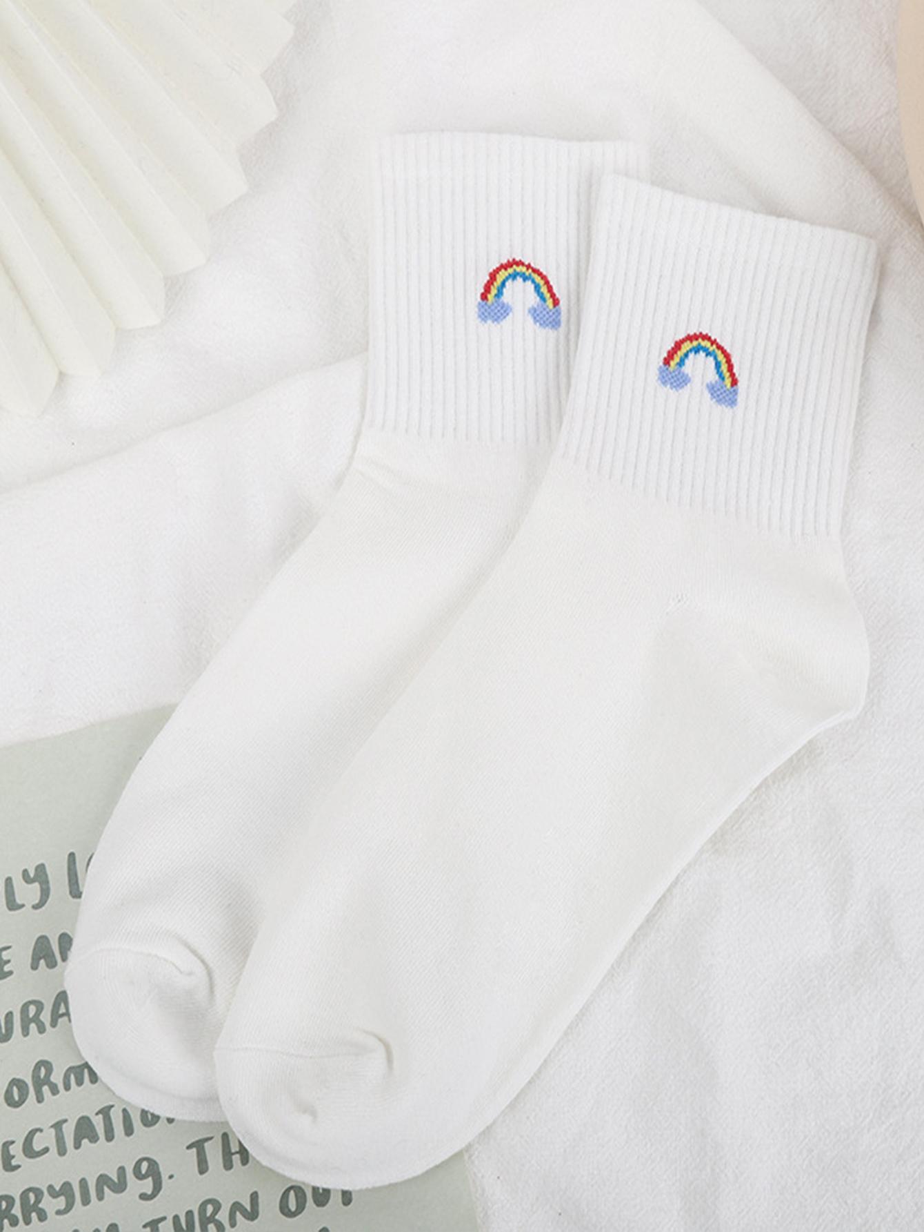 5pairs/set Creative Weather Patterned Mid-calf Sports Socks With ...