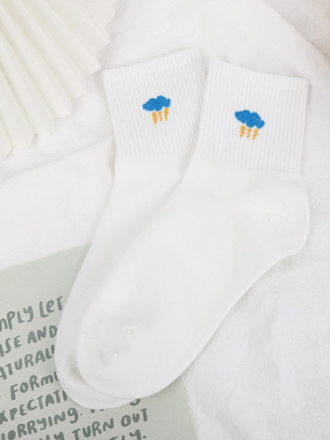 5pairs/set Creative Weather Patterned Mid-calf Sports Socks With ...