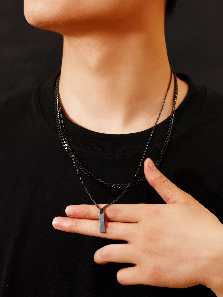2pcs/set Fashionable Simple Beach Style Chain Necklaces For Men | SHEIN USA