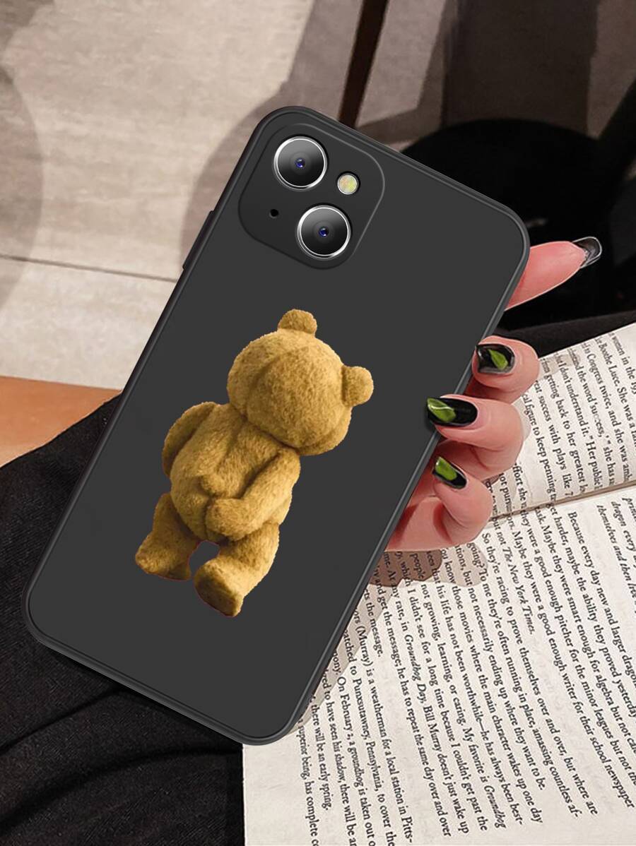 Iphone 16 Cute Stuff 1pc Bear Butt Scratching Black Phone Case ...