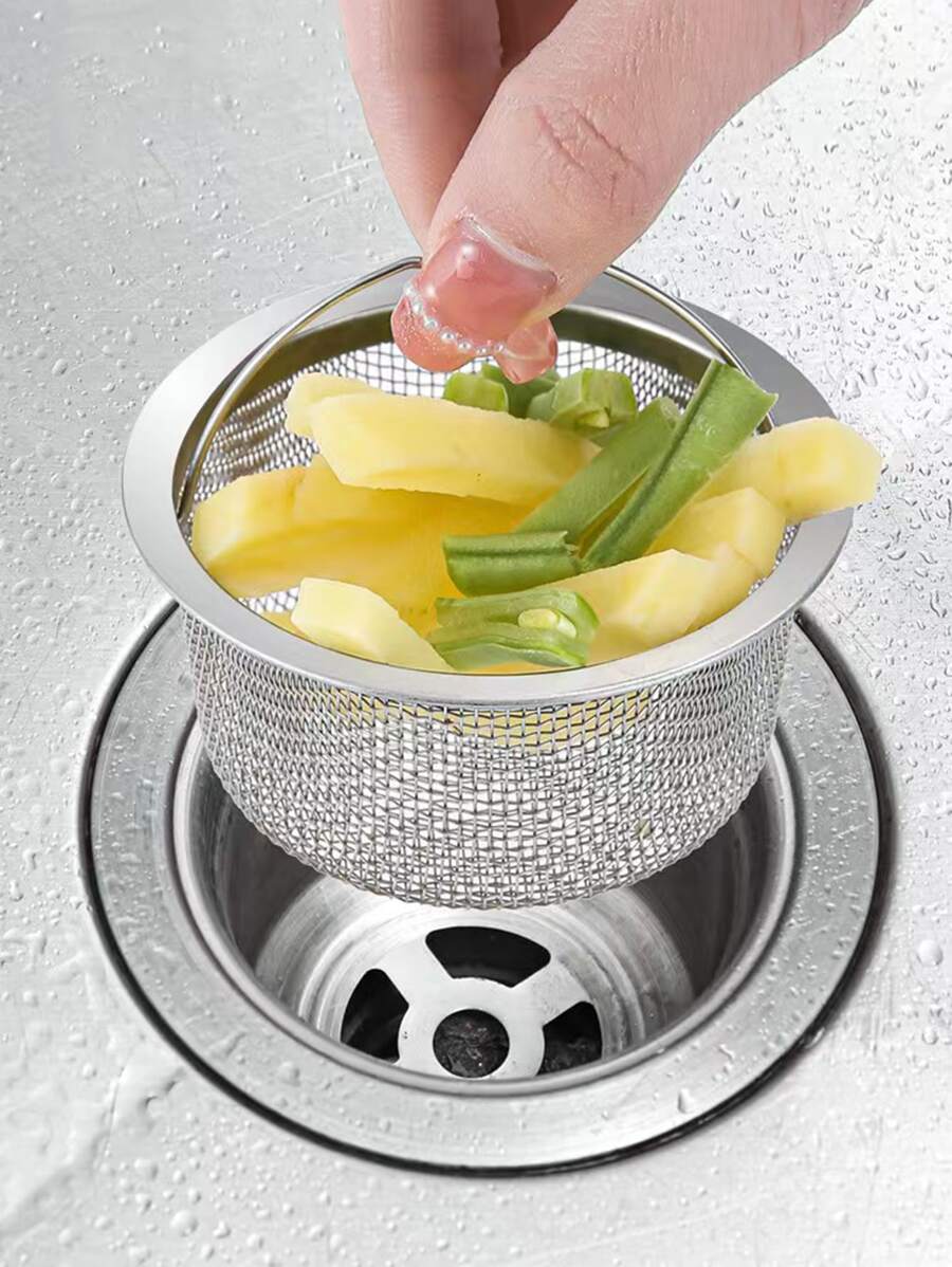 1pc Stainless Steel Sink Filter Net With Funnel & Drainer & Lid For ...
