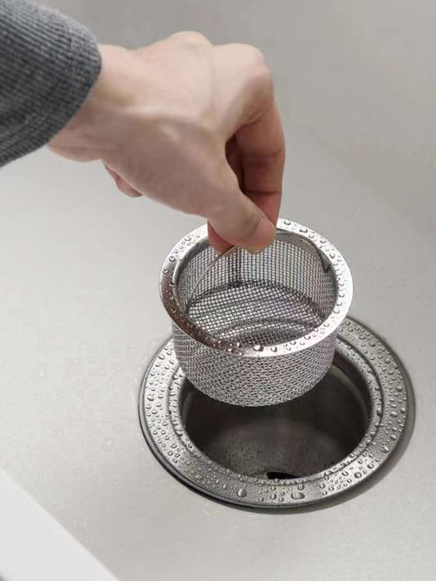1pc Stainless Steel Sink Filter Net With Funnel & Drainer & Lid For ...