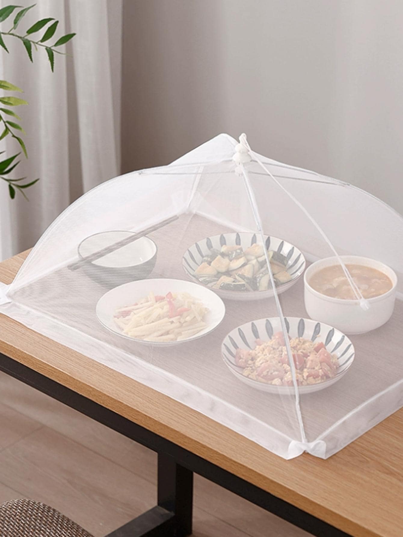 1pc White Foldable Food Cover With Fly Protection For Table, Home ...
