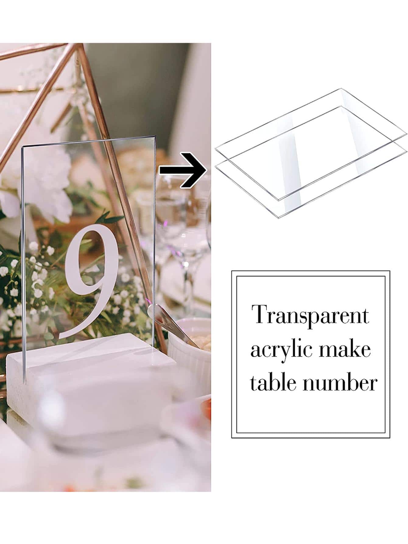 10PCS Clear Acrylic Table Place Card Wedding Blank Rectangle Seating ...