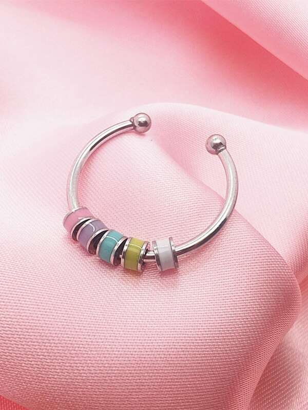 Stainless Steel Enamel Beaded Ring With Rotatable Turning Surface ...