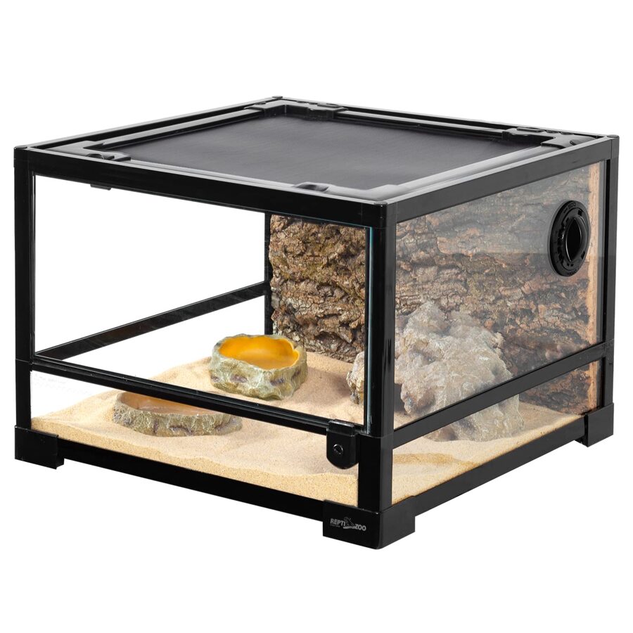 Reptile Glass Terrarium 18"x18"x12.6", Front Opening Reptile Tank with ...