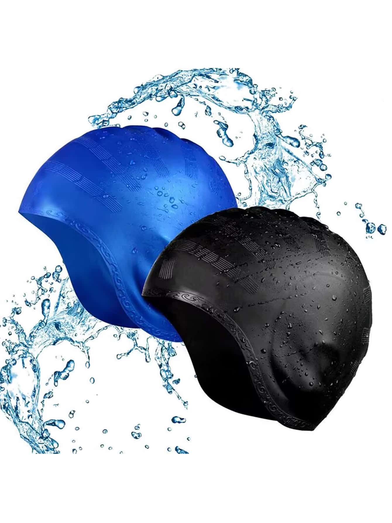 Ear Protection Silicone Swimming Caps, Waterproof Unisex Swim Cap With ...