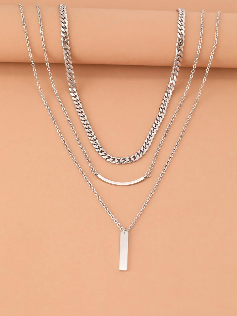 Aomogo Stainless Steel Necklaces Geometry Rectangle Pendant Choker ...